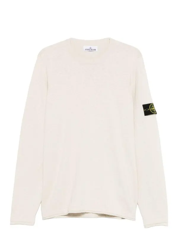 Stone Island Logo Patch Crewneck Sweater - Sand-colored