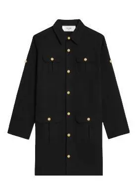 Celine Reporter Mini Dress In Cotton Twill - Black