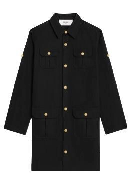 Celine Reporter Mini Dress In Cotton Twill - Black