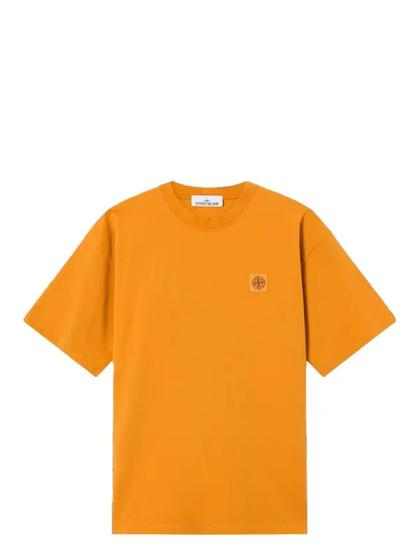 Stone Island Logo Patch Crewneck T-shirt - Orange