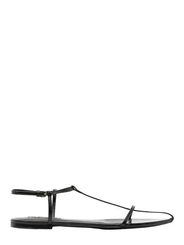 JIL SANDER Black Calf Leather Flat Sandals With Buckle Fastening Ankle Strap - Multicolor