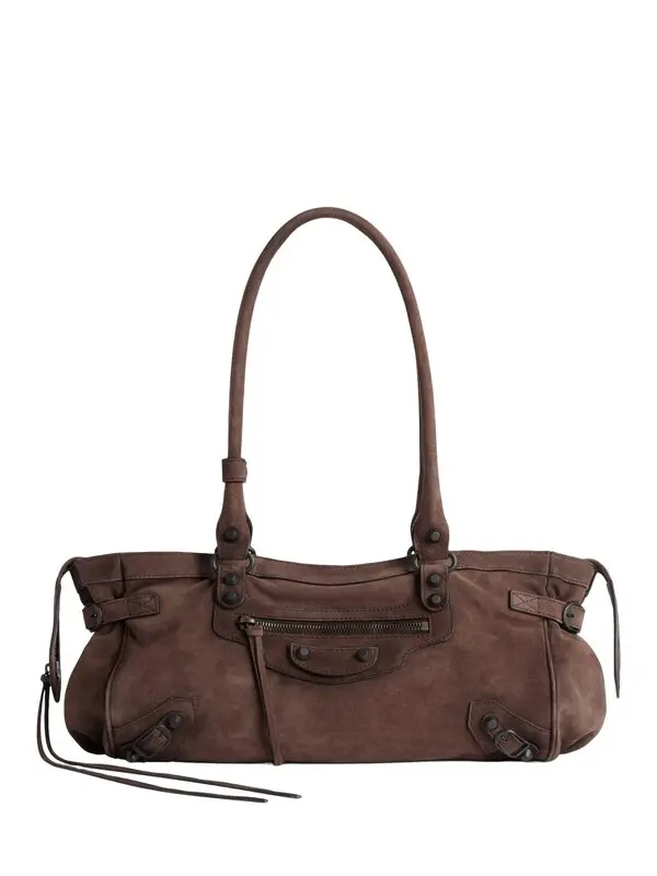 Balenciaga Suede Le City East West Shoulder Bag - Brown