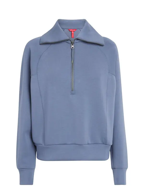 Spanx Airessentials Half-zip Sweater - Blue