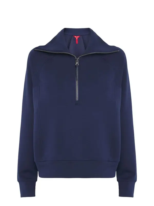 Spanx Airessentials Half-zip Sweater - Navy
