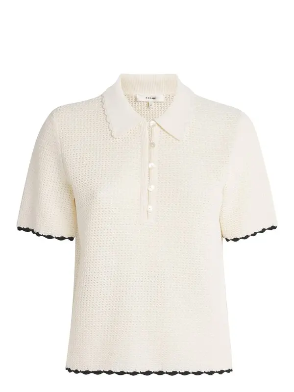 FRAME Crochet Daybreak Polo Shirt - Ivory