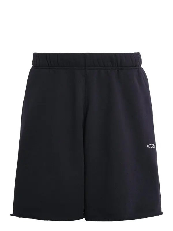 COLE BUXTON Cotton Jersey Sweatshorts With Raw Hem - Navy