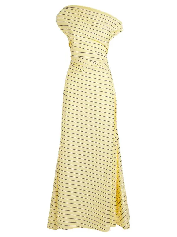 Staud Cotton Stripe Phare Maxi Dress - Beige
