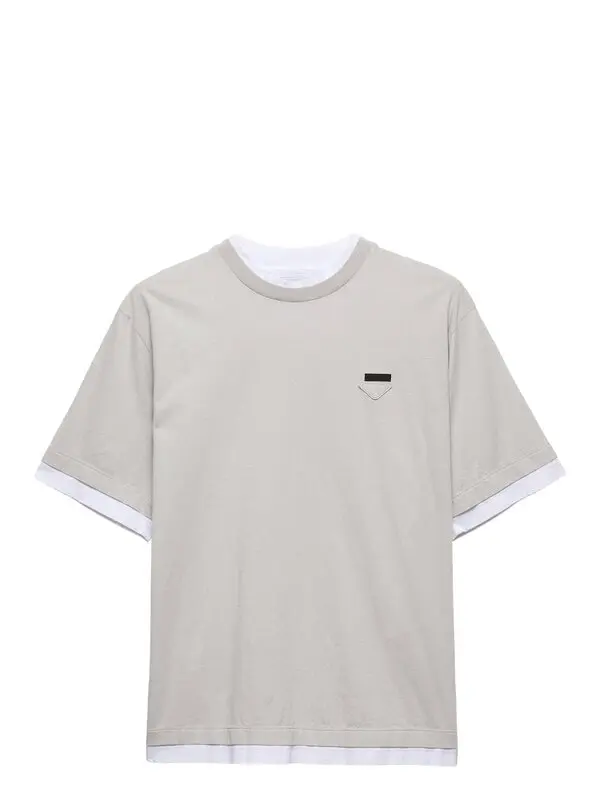 Prada Cotton Layered Triangle T-shirt - Grey