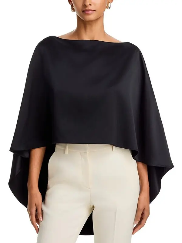 HEIRLOME Anna Silk Cape Effect Top - Black