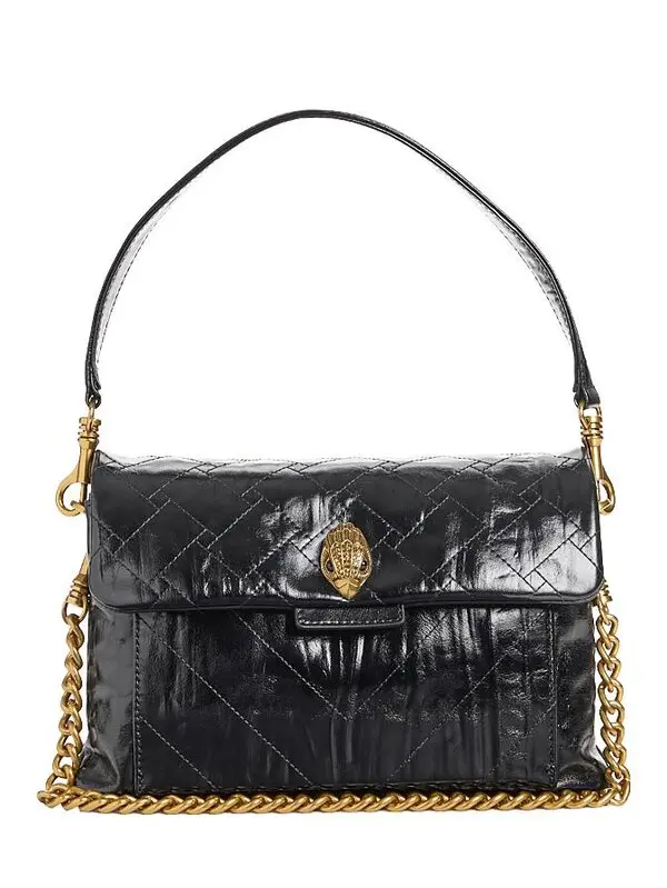 Kurt Geiger Celia Quilted Leather Shoulder Bag With Chain Strap - Black