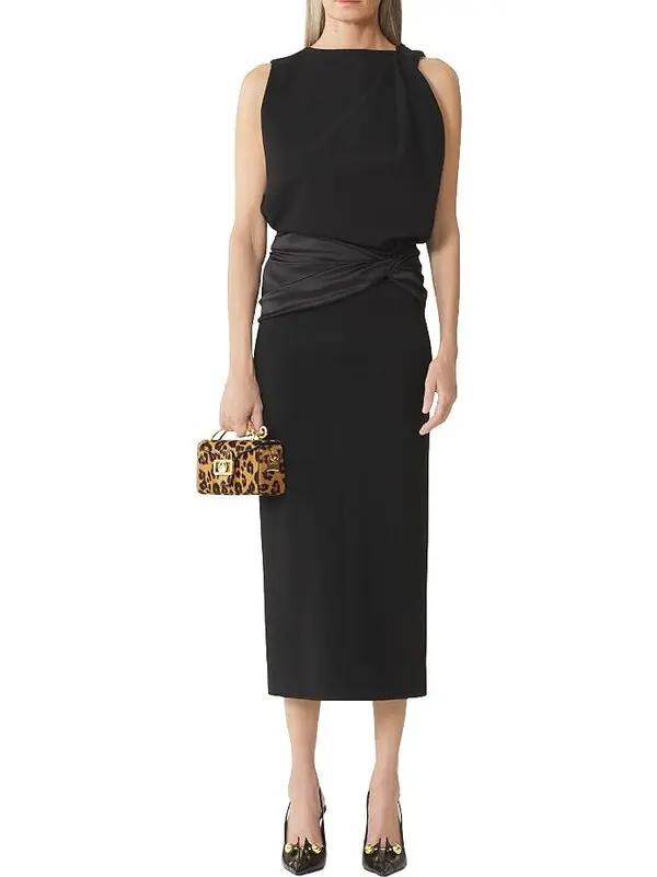 LANVIN Jersey And Satin Midi Dress - Black