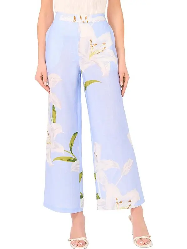 Ted Baker London Nicola Floral Print Wide Leg Pants - Blue Surf