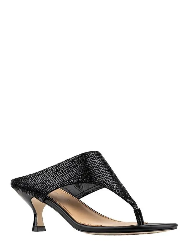 DONALD PLINER Lucynda Mid Heel Thong Sandals - Black