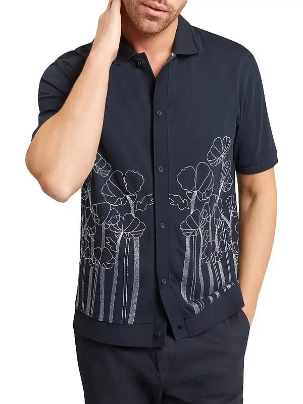Ted Baker London Actton Embroidered Floral Shirt - Navy