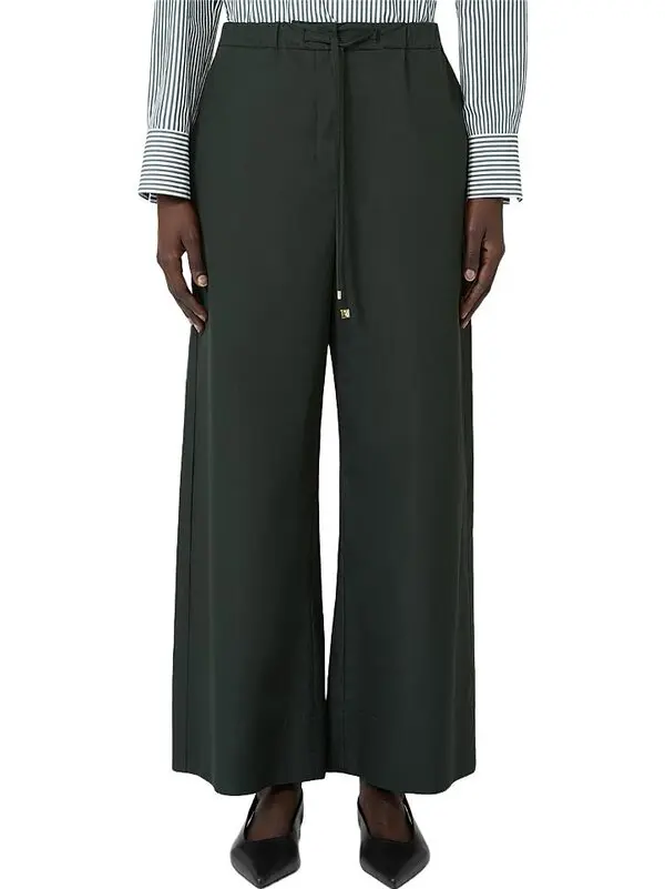 Max Mara Tailored Wide-leg Cotton Pants - Green