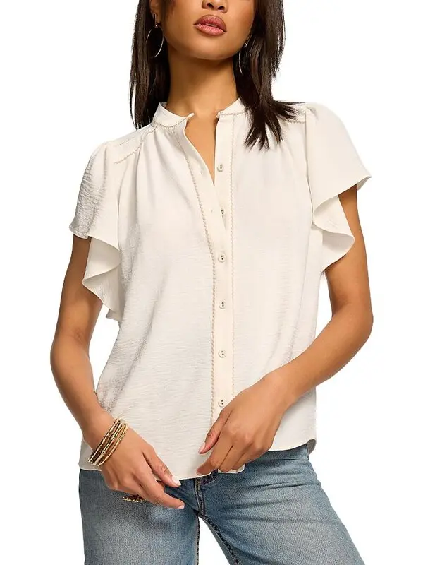 Ramy Brook Aurora Flutter Sleeve Top - Ivory