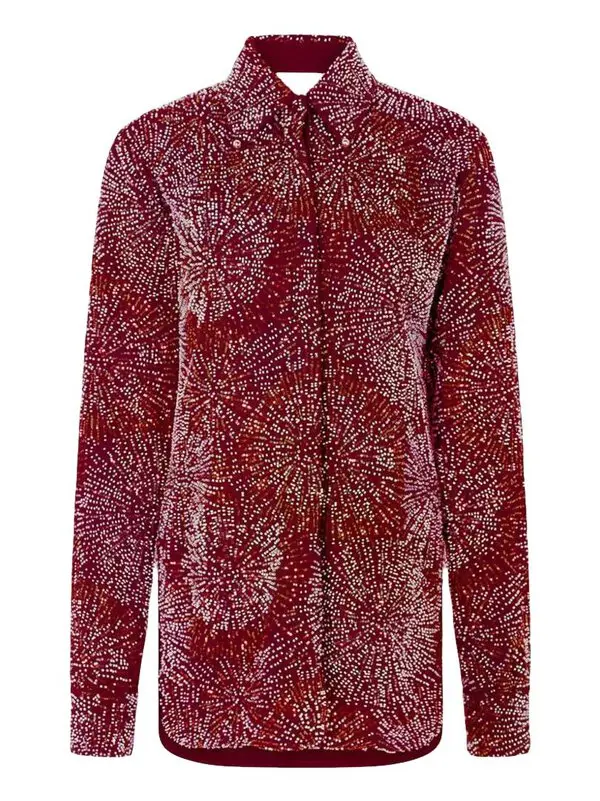 PACOS Sequin Embellished Long Sleeve Shirt - Red