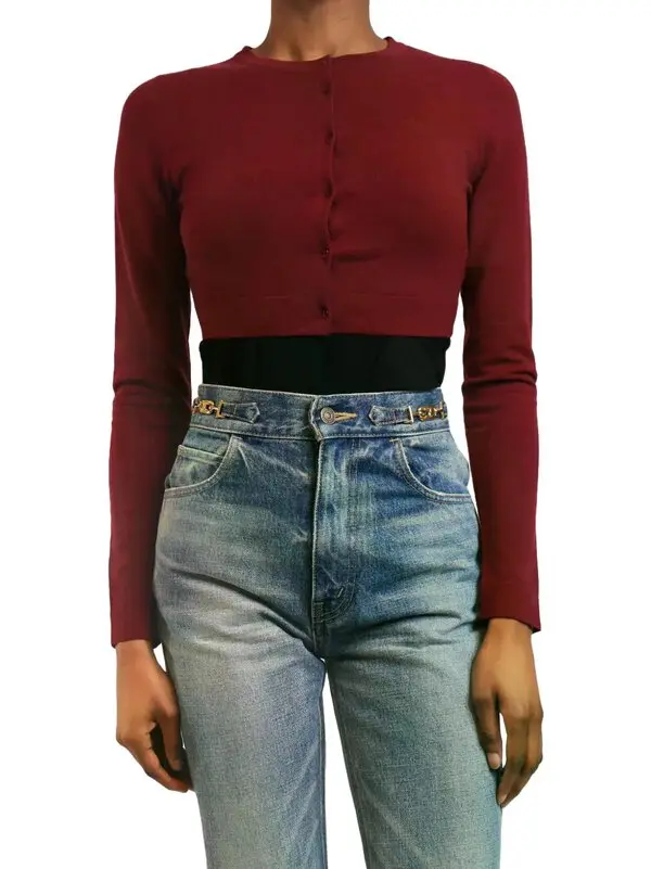 Alaïa Cropped Wool Cardigan - Red