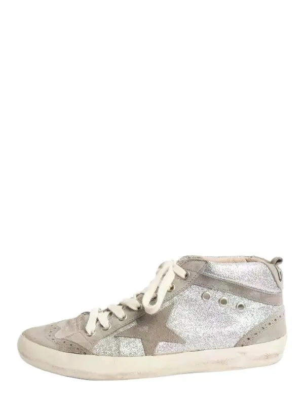 GOLDEN GOOSE Mid Star Lace-up Sneakers - Silver