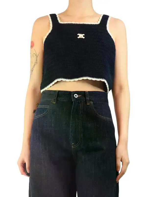 Celine Triomphe Crochet Top - Blue