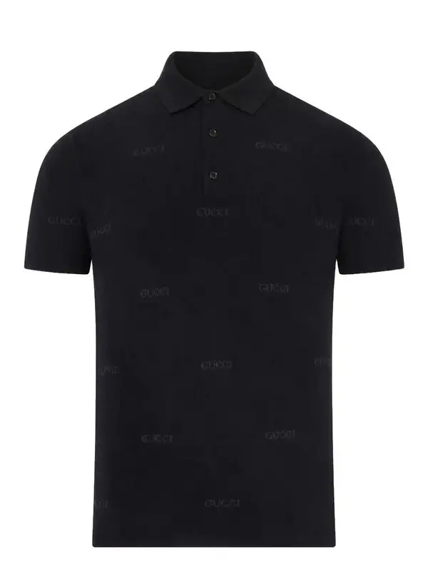Gucci Wool Silk Jacquard Polo Shirt - Black