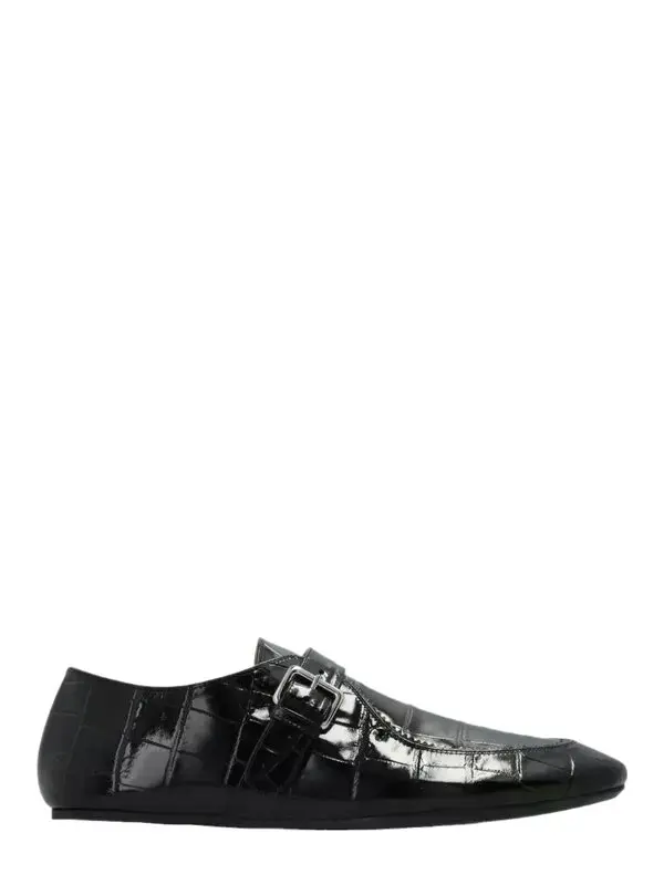 Marni Andy Croc-effect Buckled Ballet Flats - Black