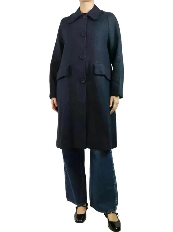 Officine Générale Single-breasted Frayed Coat - Blue