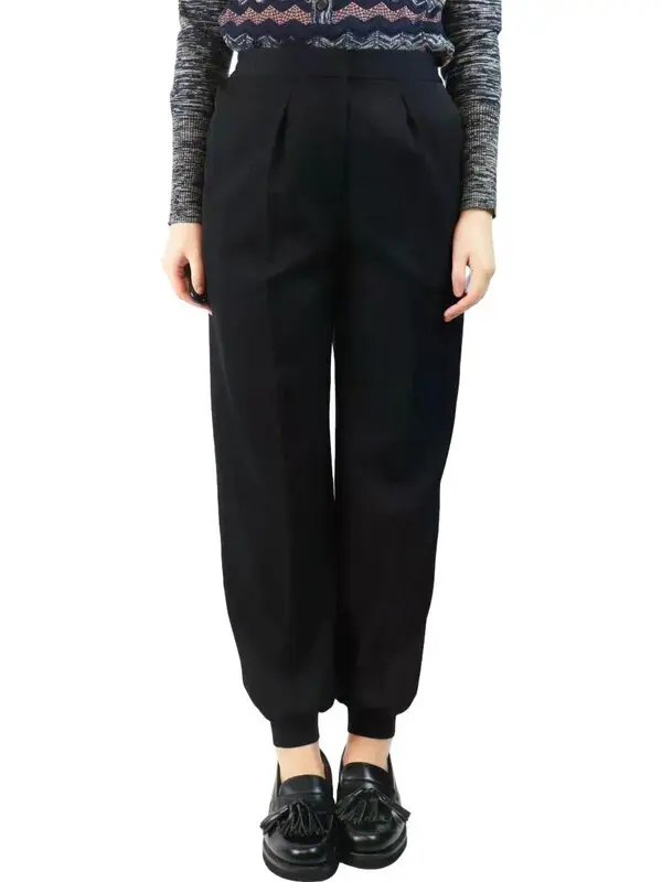 Stella McCartney Pleated Wool Trousers - Black