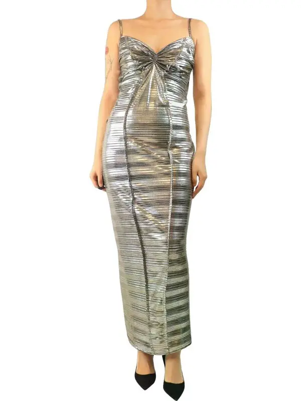 GEORGIA HARDINGE Lurex Ruched Slip Long Dress - Silver