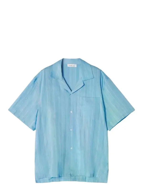 LANVIN Textured Shirt In Cotton And Silk - Blue