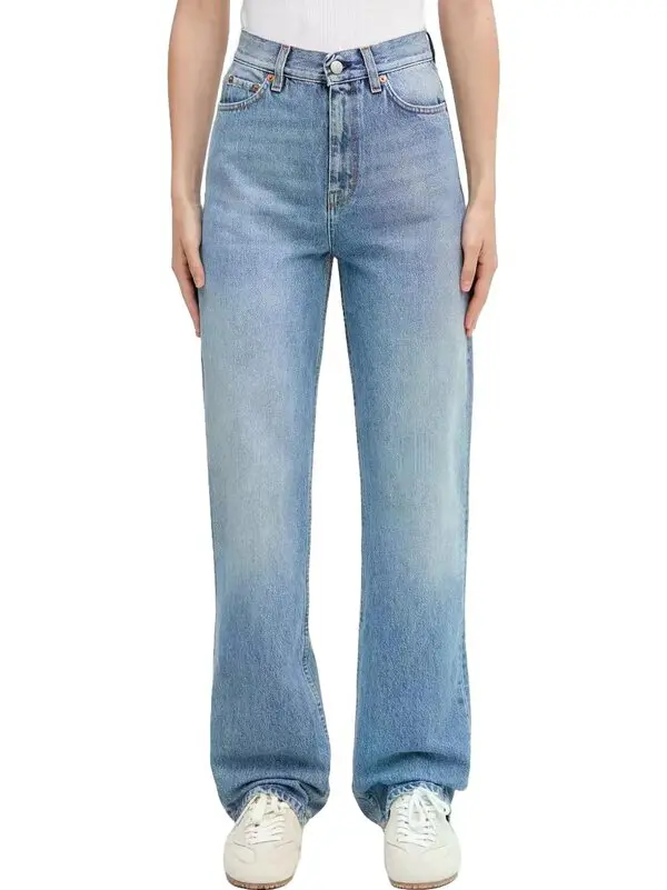 SPORTY & RICH Logo Patch Straight-leg Jeans - Blue