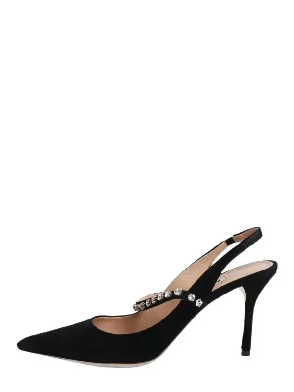 Miu Miu Embellished Slingback Pumps - Black