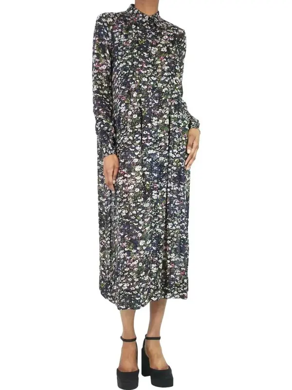 GANNI Floral Print Midi Dress - Blue
