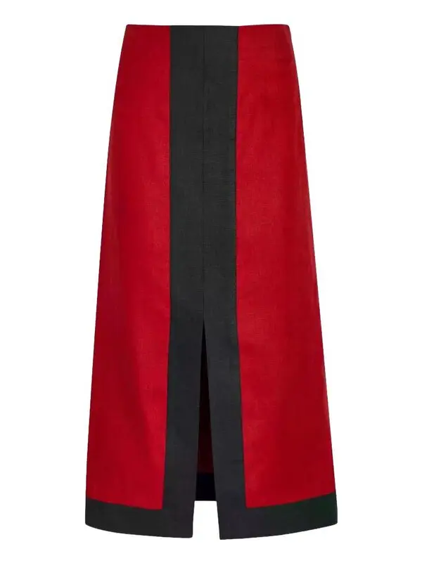 LIBEROWE Ruth Panelled Midi Skirt With Slit Detail - Red