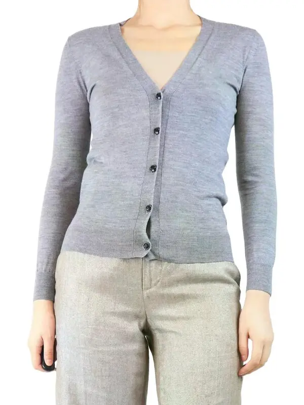 Burberry Fine-knit Check-patch Cardigan - Grey