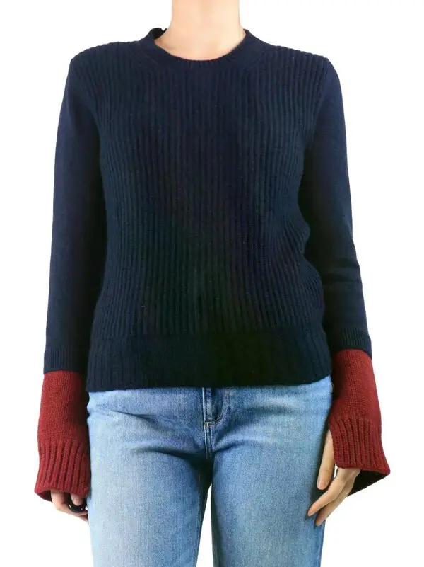 Celine Cashmere Ribbed Knit Sweater - Blue