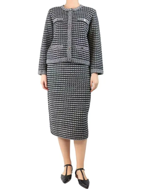 Tory Burch Jacquard Knit Cardigan And Skirt Set - Black