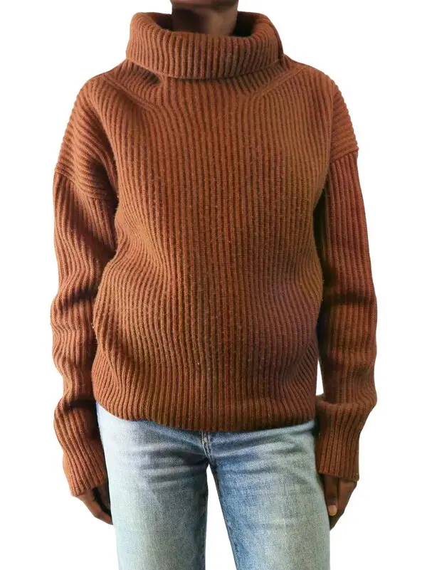NILI LOTAN Ribbed Knit Turtleneck Sweater - Orange