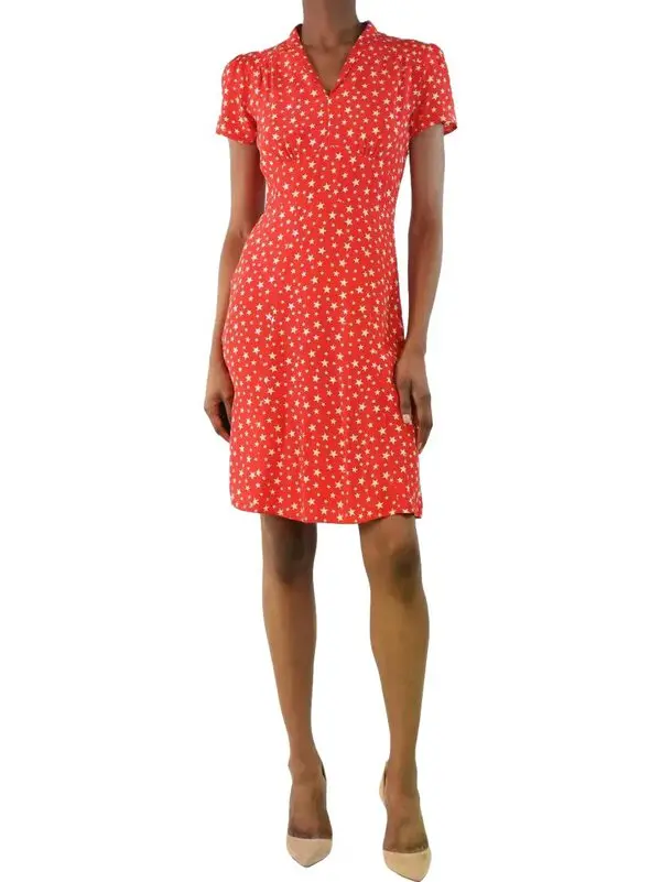 HVN Star Print Midi Dress - Red