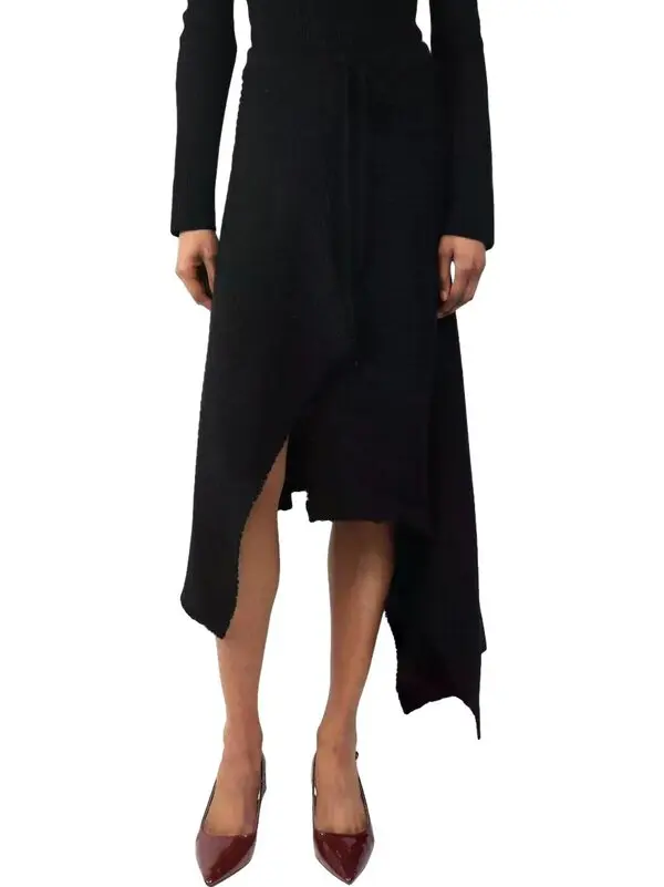 MARQUES' ALMEIDA Asymmetric Ribbed Knit Skirt - Black