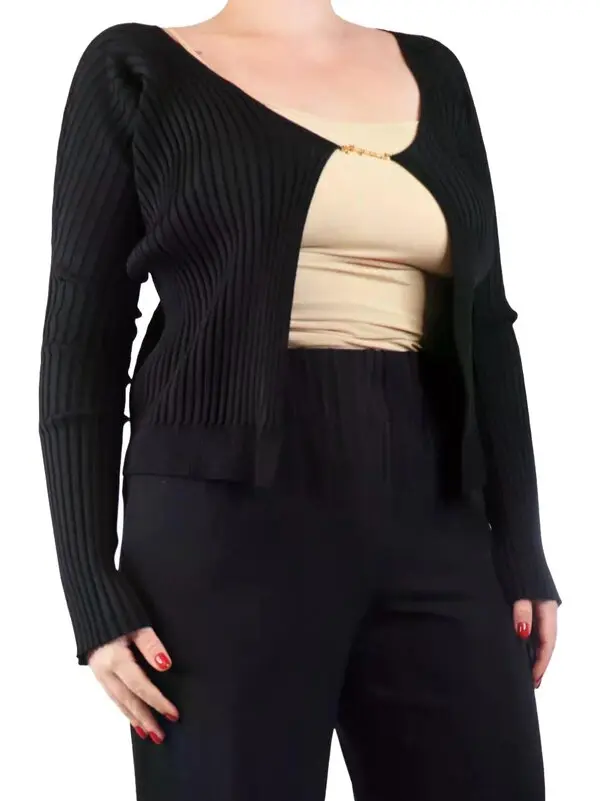 Jacquemus Ribbed Cropped Cardigan - Black