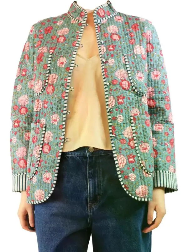 MARIA DORA Matilda Quilted Floral Jacket - Blue