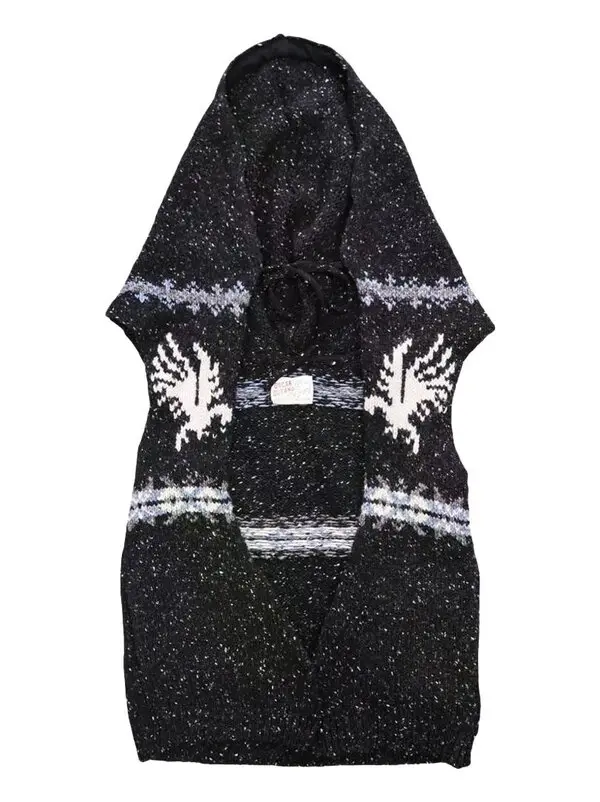 OSCAR OUYANG Sleeveless Fair Isle Hooded Sweater - Black