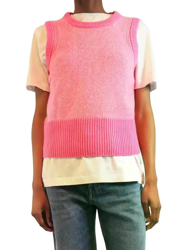 ME+EM Knitted Crew Neck Sweater Vest With Detachable Snood - Pink