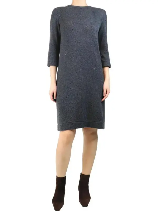 Brunello Cucinelli Sequin-knit Dress - Grey