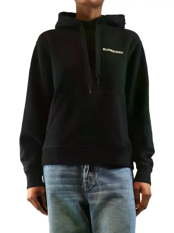 Burberry Logo Print Hoodie - Black