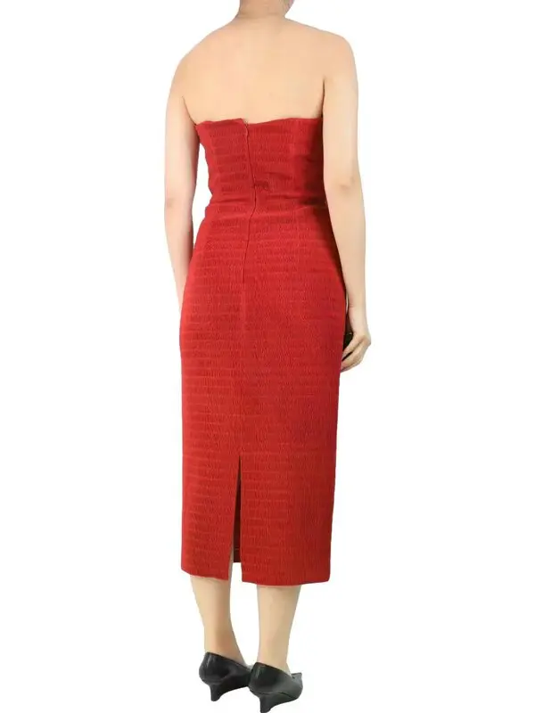 EMILIA WICKSTEAD Shirred Strapless Midi Dress - Red