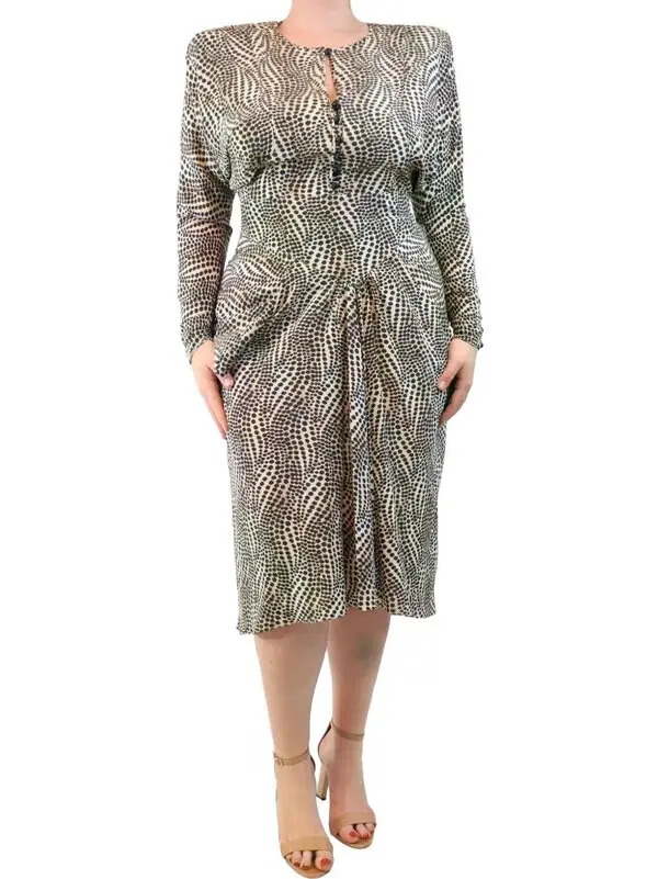 ISABEL MARANT VINTAGE Cheetah-print Gathered Midi Dress - Neutrals