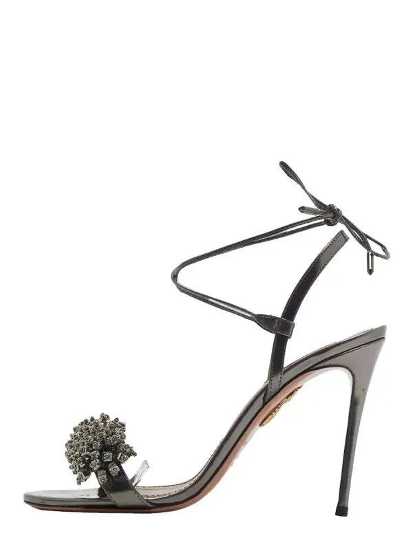 AQUAZZURA Monaco Embellished Ankle Strap Sandals - Grey
