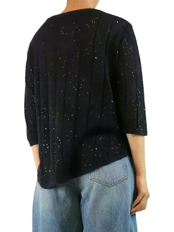 Brunello Cucinelli Sequin Embellished Ribbed-knit Sweater - Blue